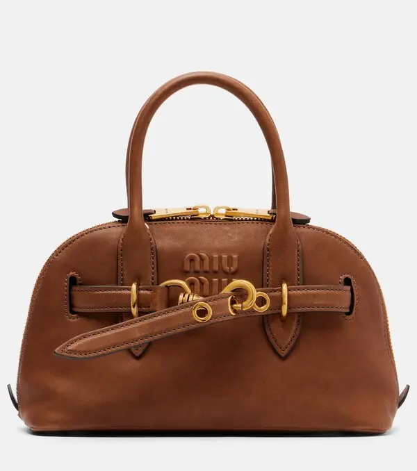 Miu Miu Leather Tote Bag - Brown