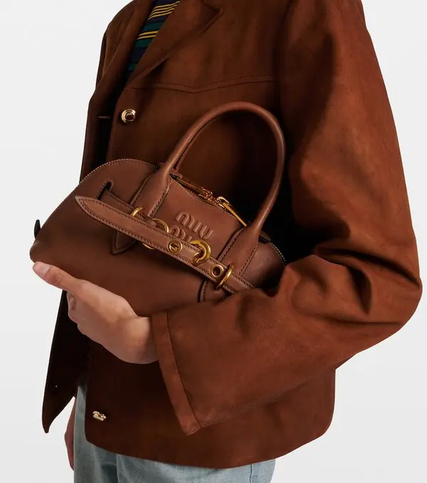 Miu Miu Leather Tote Bag - Brown