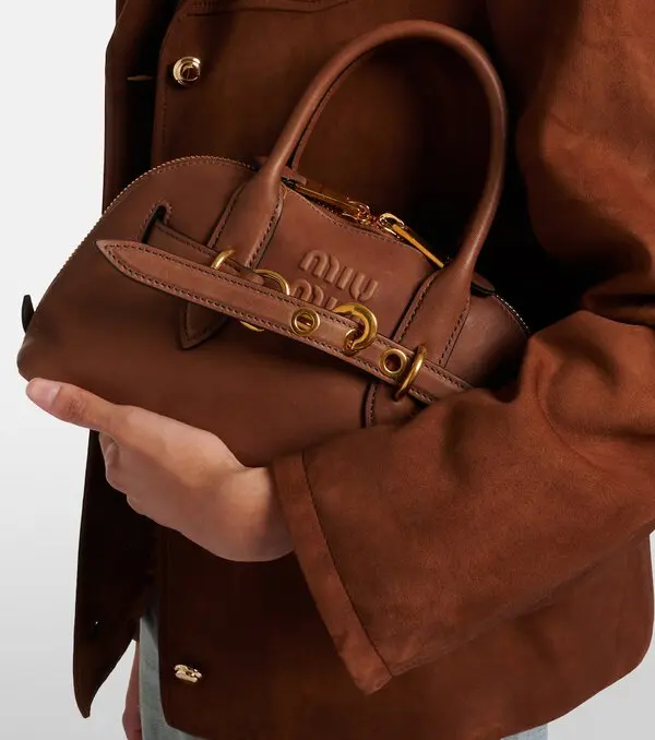 Miu Miu Leather Tote Bag - Brown