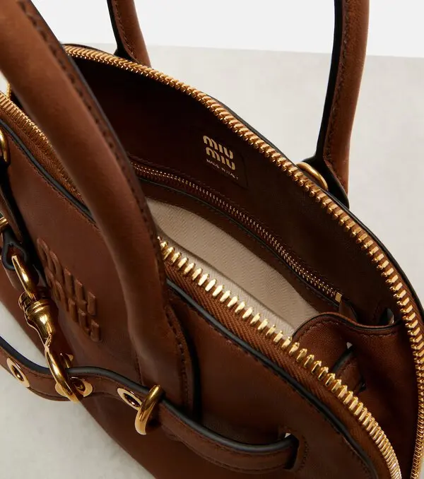 Miu Miu Leather Tote Bag - Brown