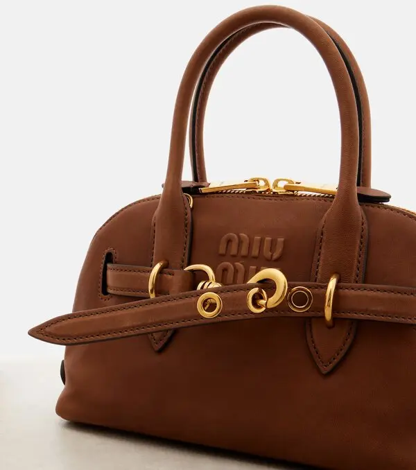 Miu Miu Leather Tote Bag - Brown