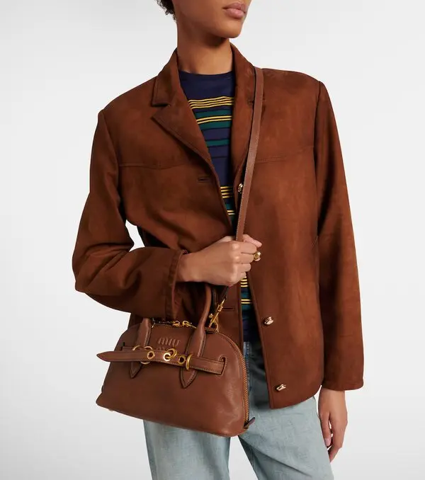 Miu Miu Leather Tote Bag - Brown