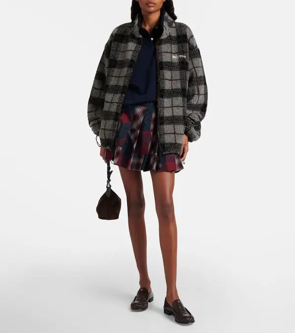 Miu Miu Patchwork Plaid Virgin Wool Miniskirt - Multicoloured