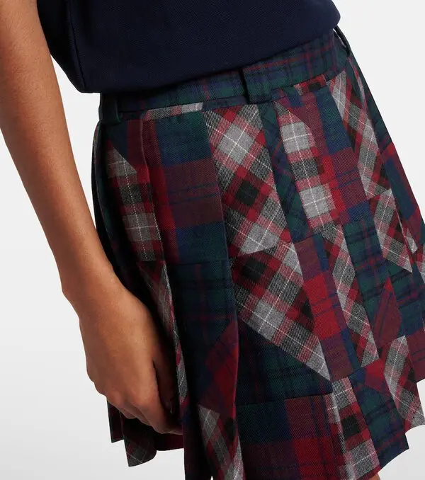 Miu Miu Patchwork Plaid Virgin Wool Miniskirt - Multicoloured