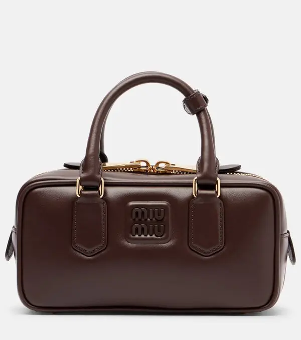 Miu Miu Arcadie Leather Tote Bag - Brown