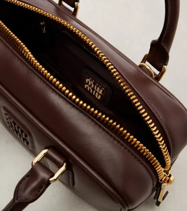 Miu Miu Arcadie Leather Tote Bag - Brown