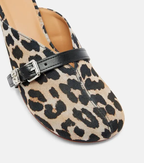 GANNI Sue Printed Denim Mules - Brown