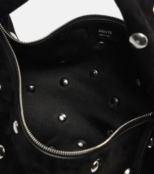 Khaite Olivia Medium Studded Suede Tote Bag - Black