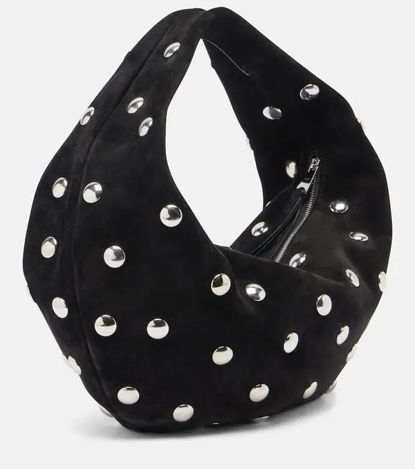 Khaite Olivia Medium Studded Suede Tote Bag - Black