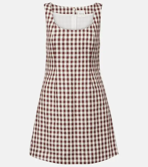 Posse Sadie Gingham Linen Minidress - Brown