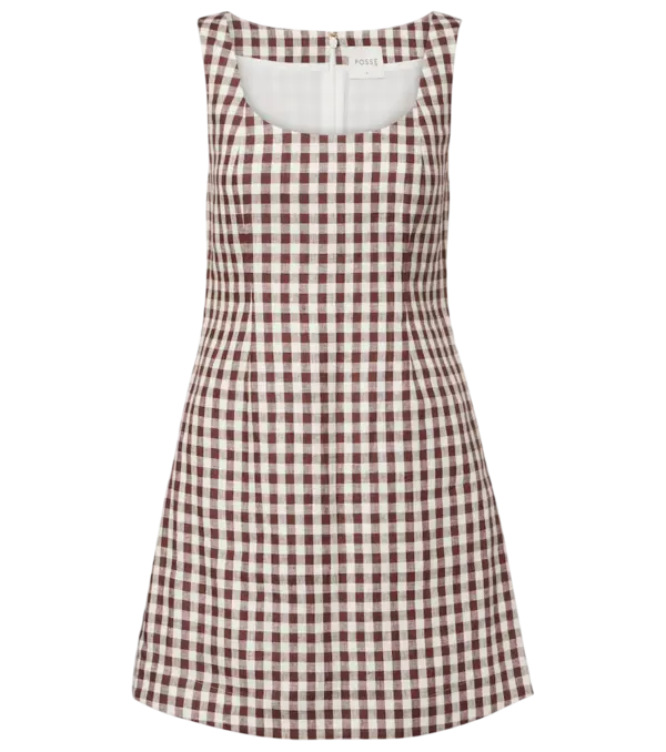 Posse Sadie Gingham Linen Minidress - Brown