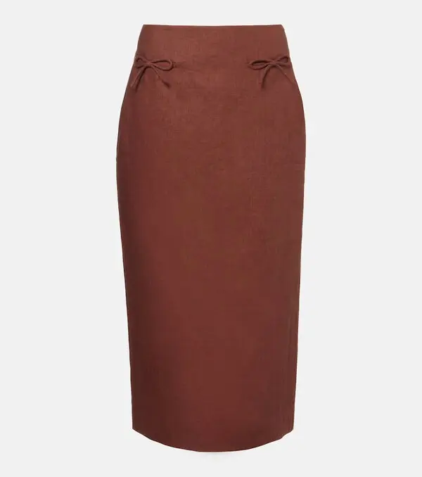 Posse Sabine Linen Pencil Skirt - Brown