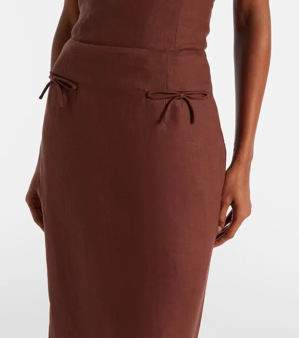 Posse Sabine Linen Pencil Skirt - Brown
