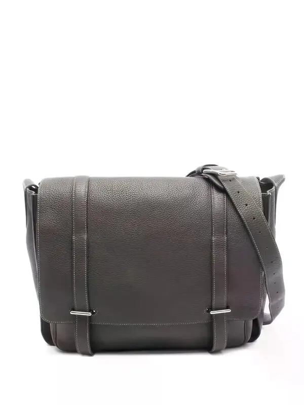 Hermès 2004 35 Buzas Clemence Leather Shoulder Bag - Grey
