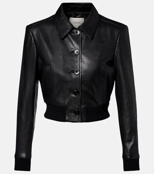 Dorothee Schumacher Sleek Statement Cropped Leather Blouson Jacket