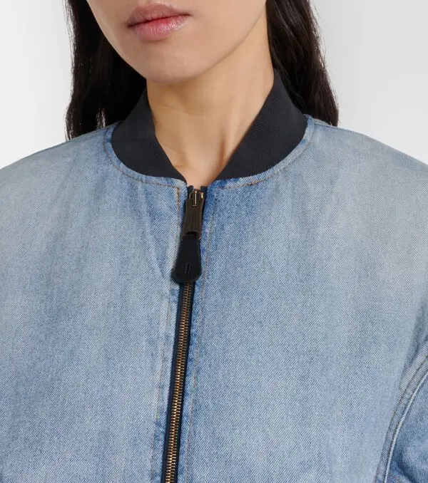 Balenciaga Cropped Denim Bomber Jacket