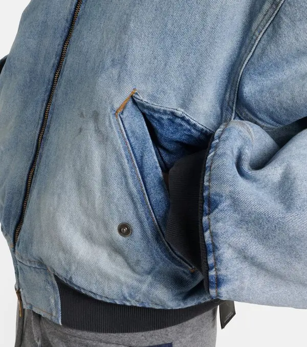 Balenciaga Cropped Denim Bomber Jacket