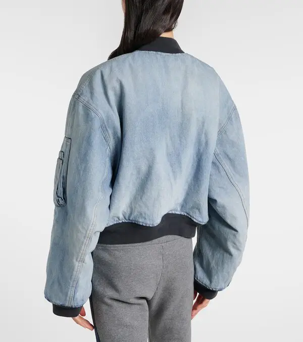 Balenciaga Cropped Denim Bomber Jacket