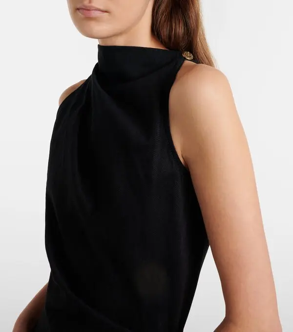 Alexander McQueen Draped Cotton Minidress - Black