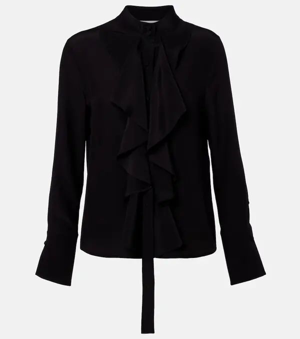 Alexander McQueen Ruffled Silk Blouse - Black
