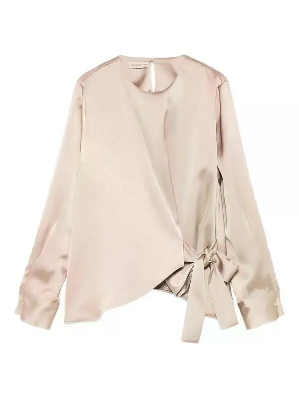 BLANCA VITA Knot-detail Asymmetric Blouse - Neutrals
