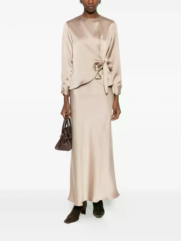 BLANCA VITA Knot-detail Asymmetric Blouse - Neutrals