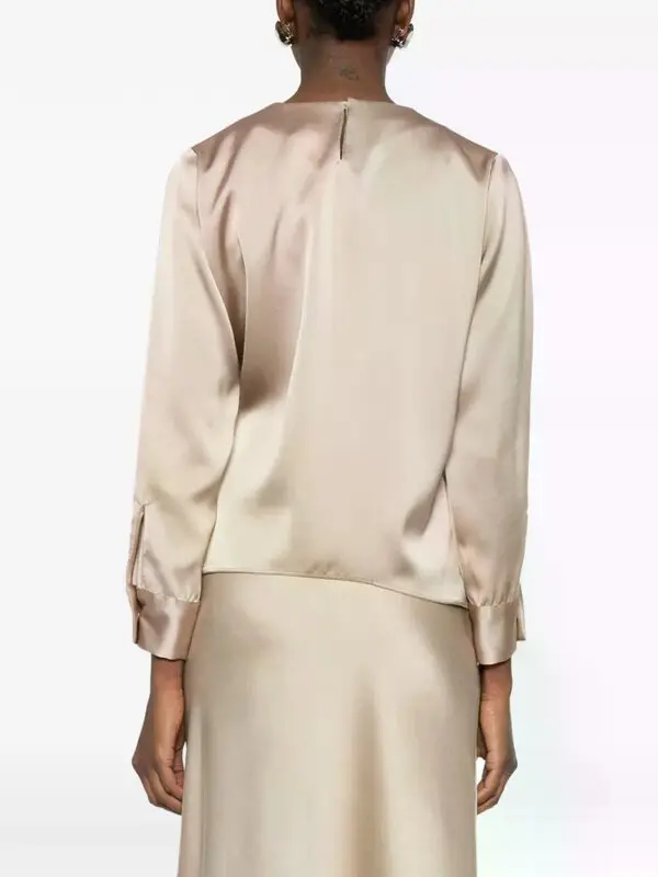 BLANCA VITA Knot-detail Asymmetric Blouse - Neutrals