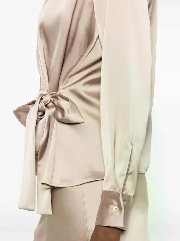 BLANCA VITA Knot-detail Asymmetric Blouse - Neutrals