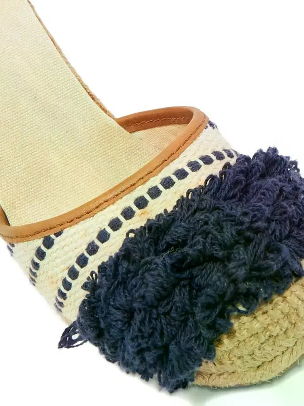 Tory Burch Canvas Leather Wedge Espadrilles