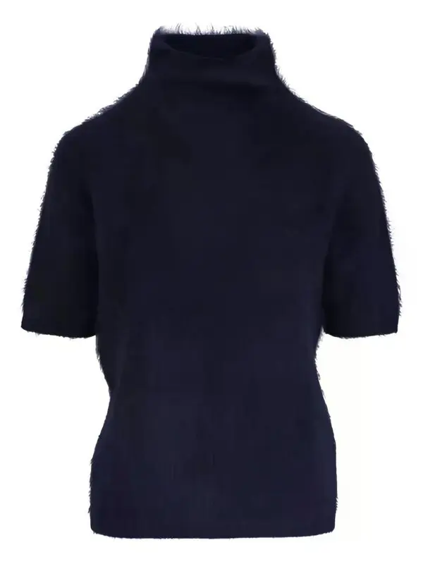 LISA YANG Short-sleeve Mock Neck Sweater - Blue