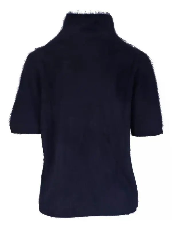LISA YANG Short-sleeve Mock Neck Sweater - Blue