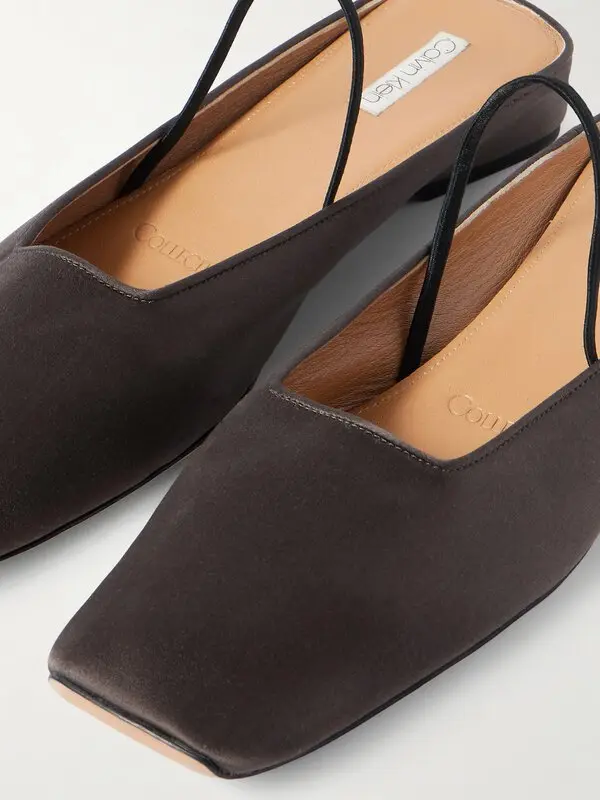 Calvin Klein Kate Satin Slingback Flats - Brown
