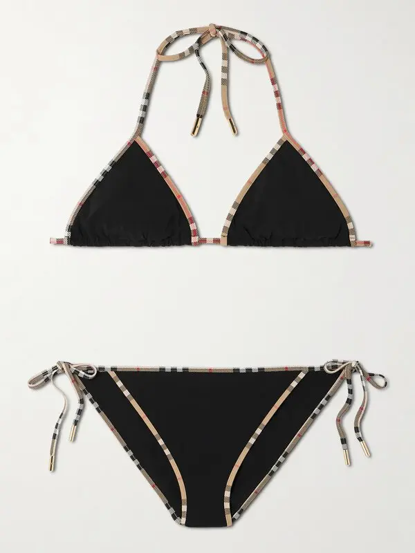 Burberry Checked-piped Triangle Bikini - Black
