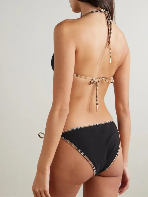 Burberry Checked-piped Triangle Bikini - Black