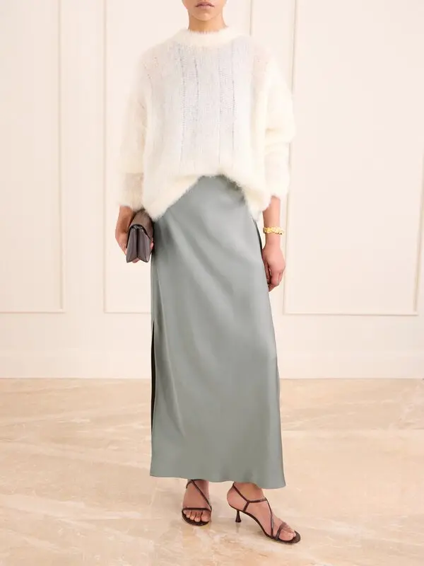 Brunello Cucinelli Satin Midi Skirt