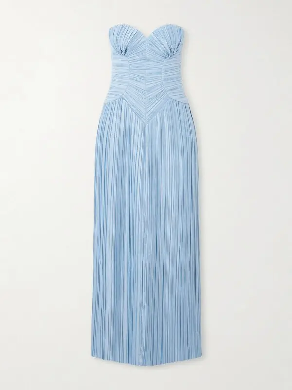 Cult Gaia Ashika Pleated-satin Gown - Blue