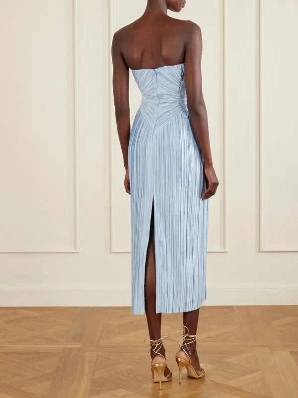 Cult Gaia Ashika Pleated-satin Gown - Blue