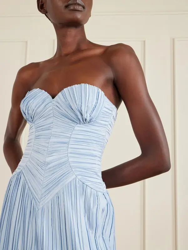 Cult Gaia Ashika Pleated-satin Gown - Blue