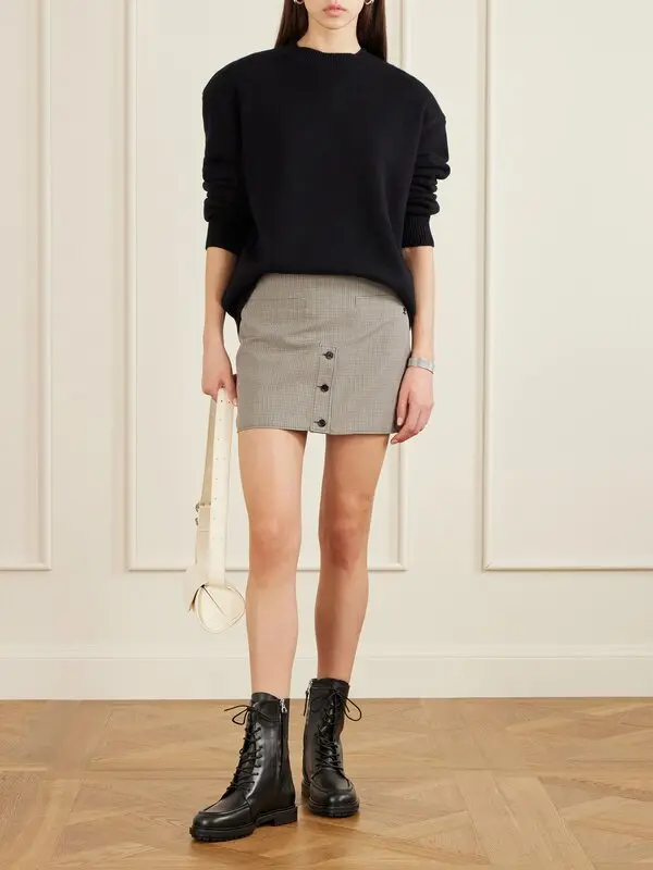 COURREGES Houndstooth Wool-blend Mini Skirt - Gray