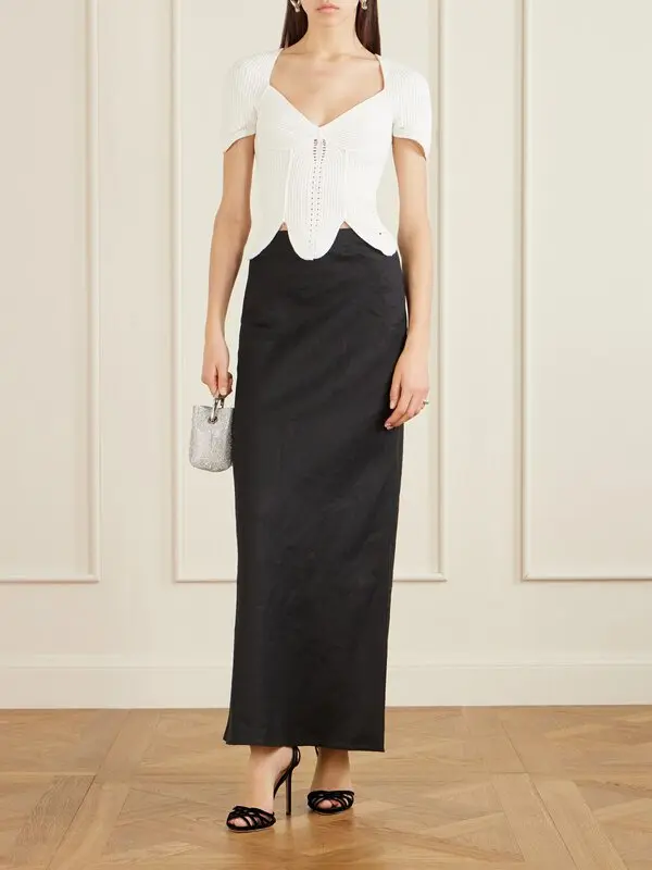 Cult Gaia Chantel Linen Maxi Skirt - Black