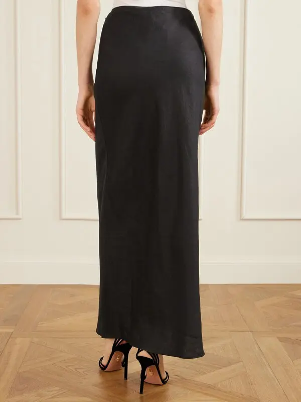 Cult Gaia Chantel Linen Maxi Skirt - Black