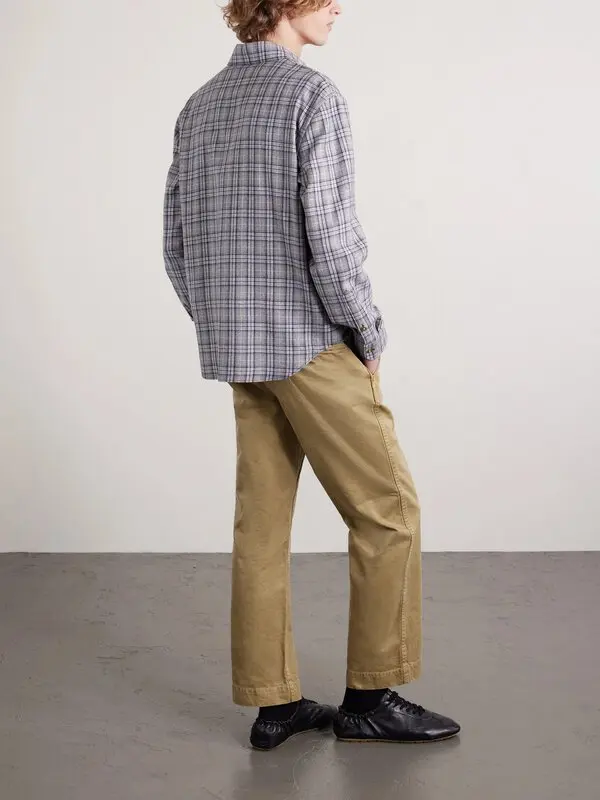 Versace Checked Wool-flannel Shirt - Brown