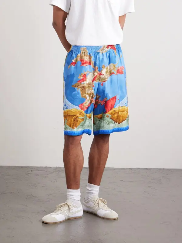Versace Affresco Printed Silk-twill Shorts
