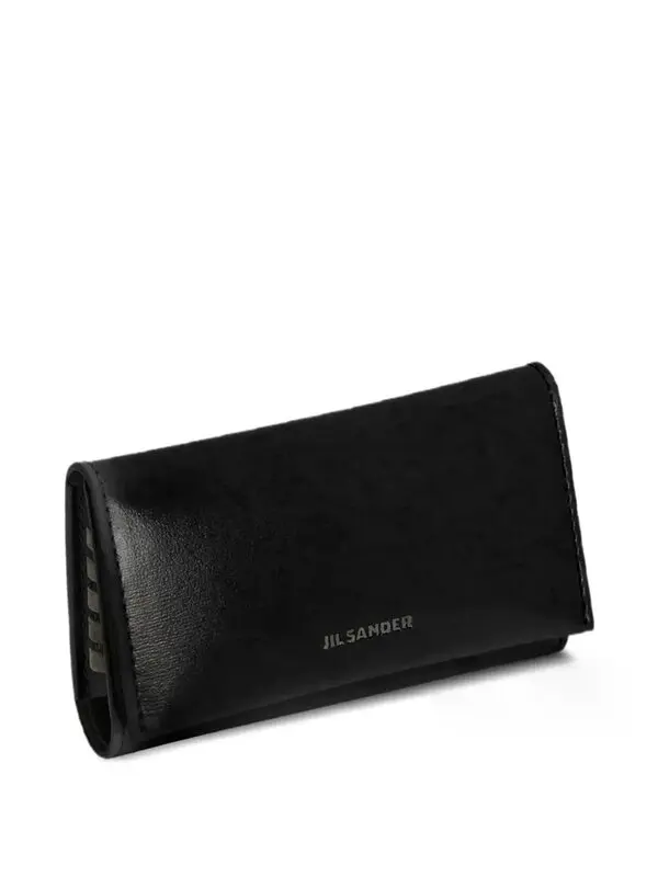 JIL SANDER Embossed Keyrings Leather Key Pouch - Black