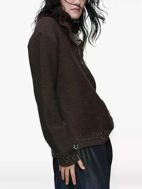 MAISON MARGIELA Quarter-zip Wool Sweater With Distressed Detailing