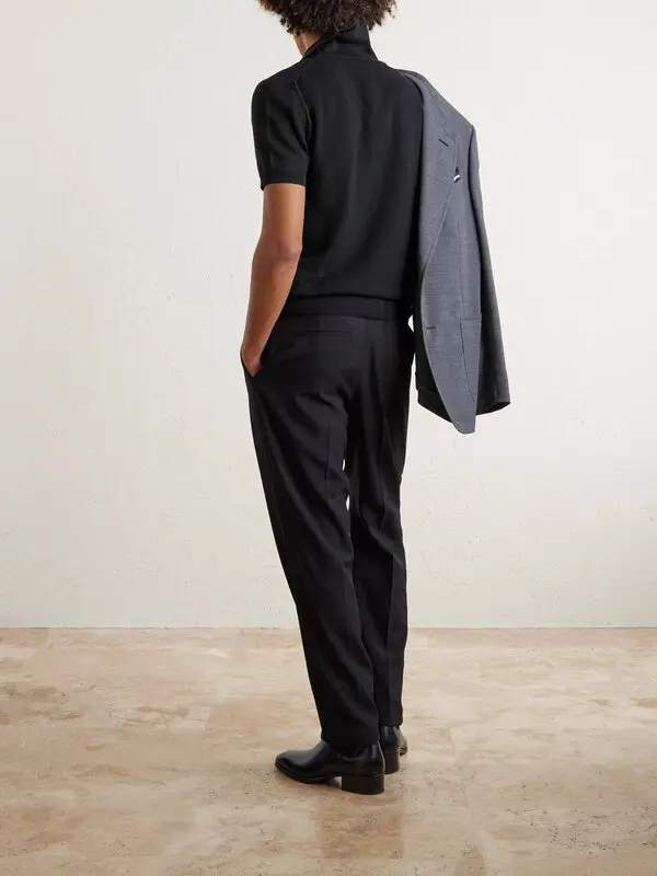 TOM FORD Silk And Cotton-blend Piqué Polo Shirt - Black