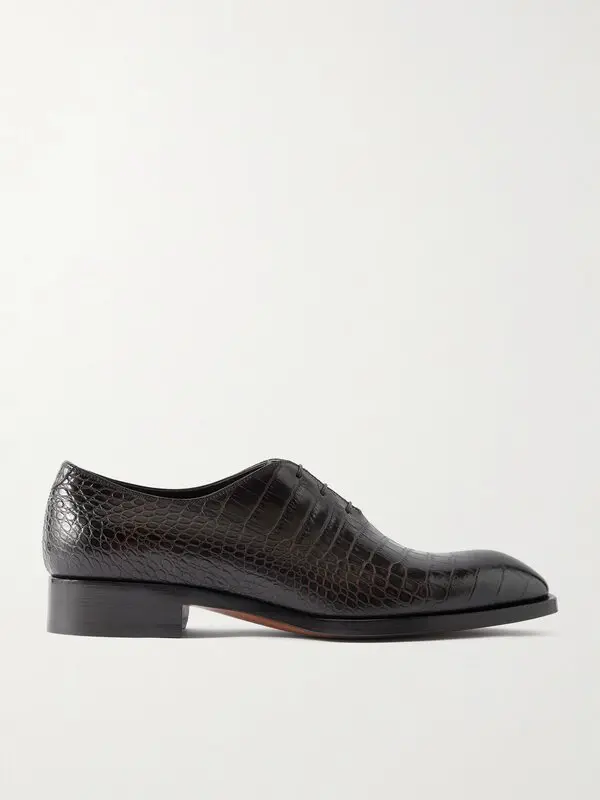 TOM FORD Elkan Croc-effect Leather Oxford Shoes - Brown