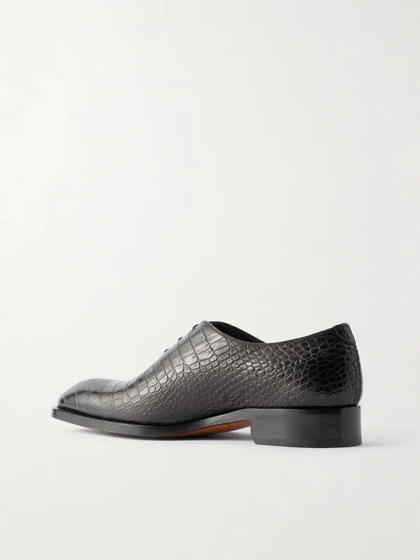 TOM FORD Elkan Croc-effect Leather Oxford Shoes - Brown