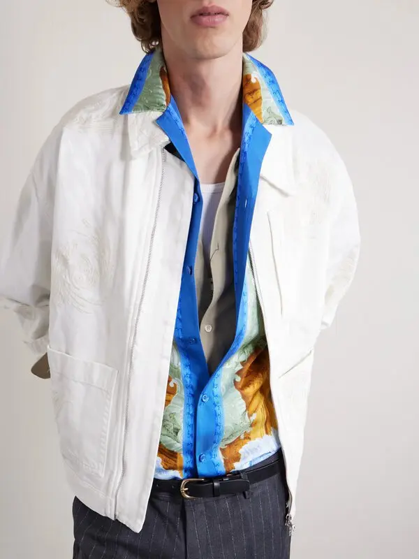 Versace Camp-collar Printed Silk-twill Shirt
