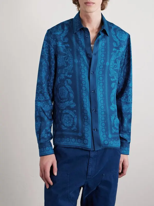 Versace Barocco '92 Print Silk Twill Shirt
